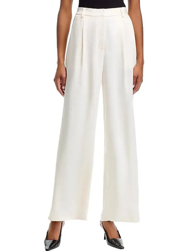 Aqua Satin Wide Leg Pants - Cream