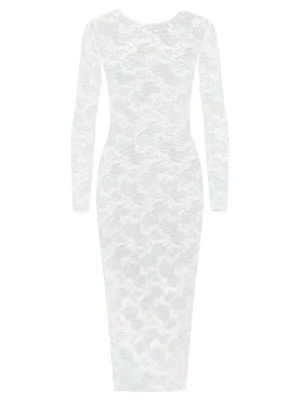 MAISON CLOSE Flashback Long-sleeve Midi Dress - White