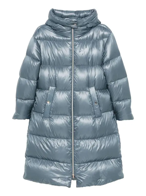 Herno Quilted Down Coat With High Shine Finish - Blue