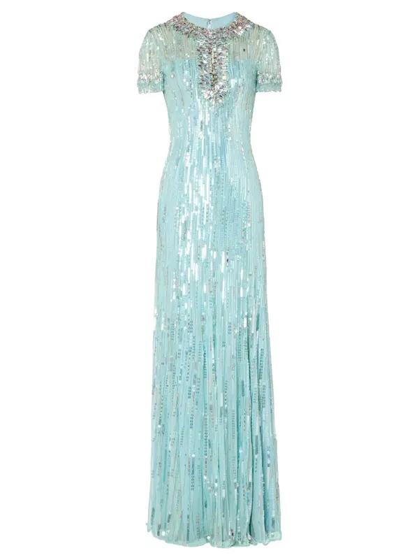 Jenny Packham Nova Embellished Maxi Dress - Blue