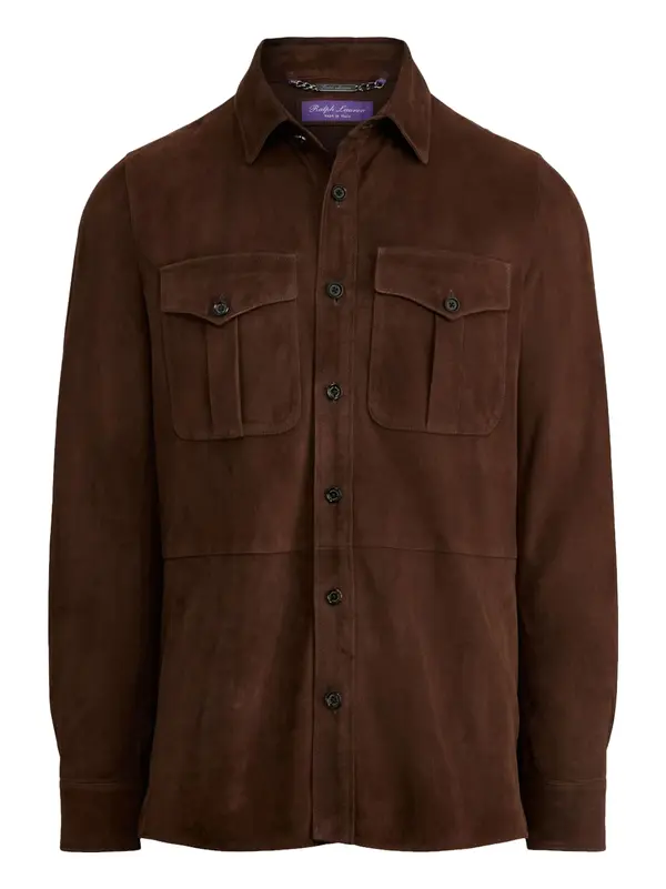 Ralph Lauren Purple Label Barron Suede Shirt Jacket - Brown