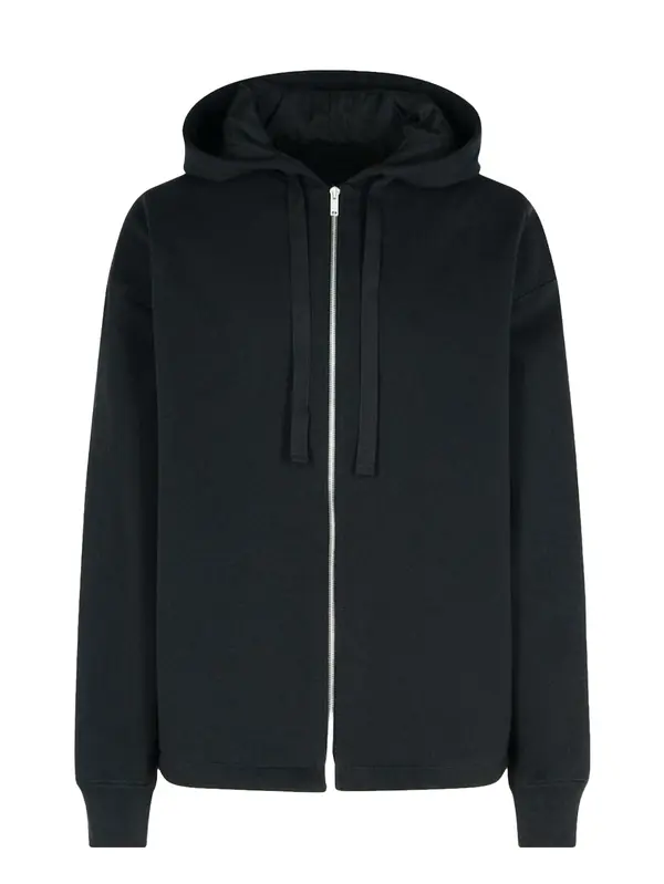 JIL SANDER Zipped Drawstring Hoodie - Black