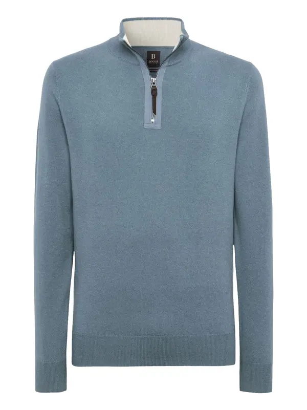 Boggi Milano Cashmere Half-zip Jumper - Blue