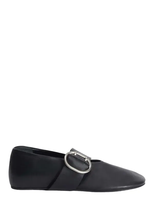 JIL SANDER Leather Ballerina Shoes - Black