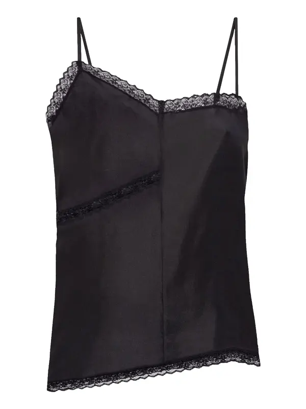 MAISON MARGIELA Lace Detail Silk Top - Black
