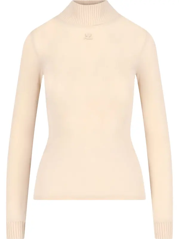 COURREGES Logo-patch Roll-neck Top - Pink
