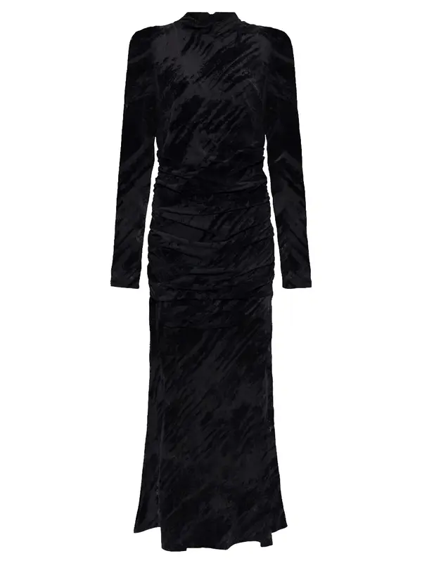 GESTUZ Long-sleeved Ankle-length Dress - Black