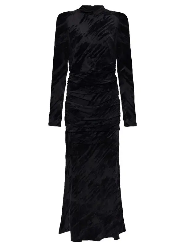 GESTUZ Long-sleeved Ankle-length Dress - Black