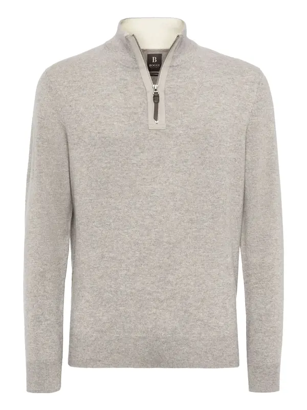Boggi Milano Cashmere Half-zip Jumper - Grey
