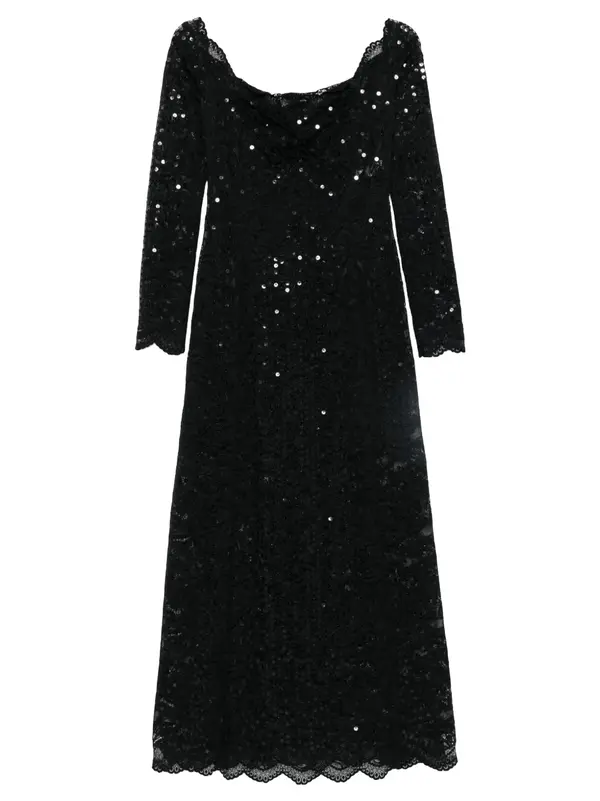 Rabanne Sequin-embroidered Lace Maxi Dress - Black