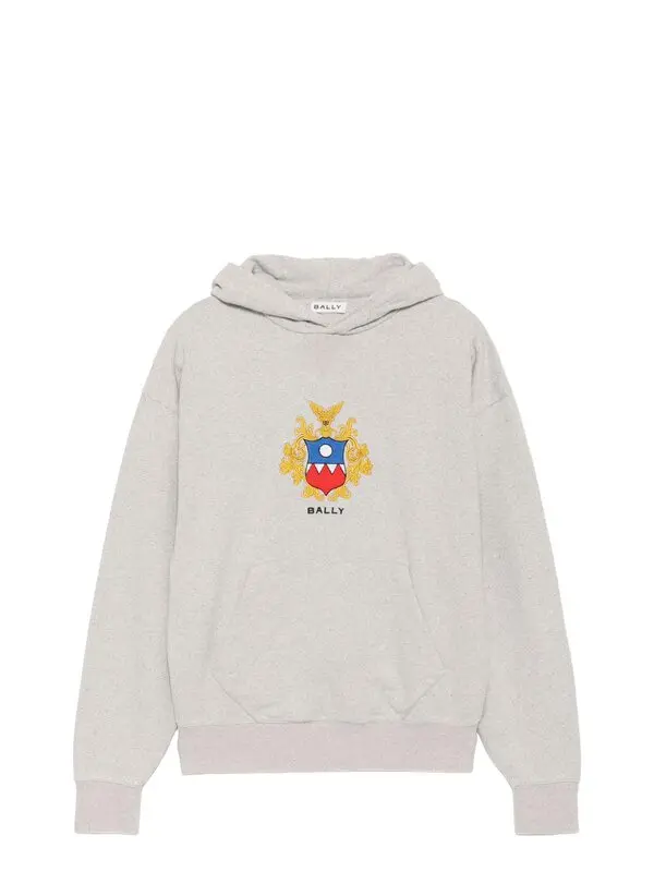 Bally Crest-logo Cotton Hoodie - Grey