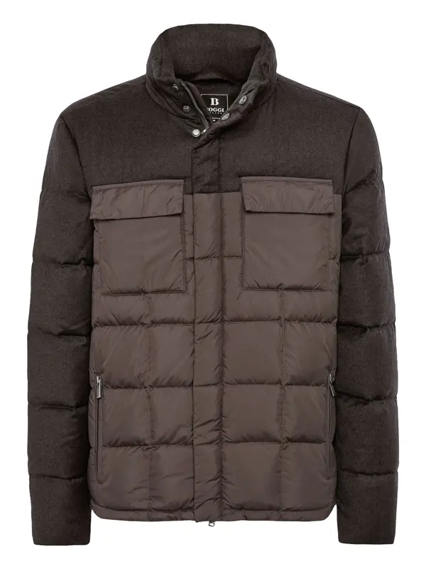 Boggi Milano Panelled Tech Bomber Jacket - Brown