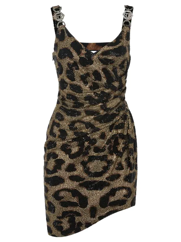 Philipp Plein Leopard Mini Dress - Brown