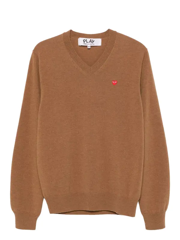 Play Comme Des Garcon Heart-patch Jumper - Brown