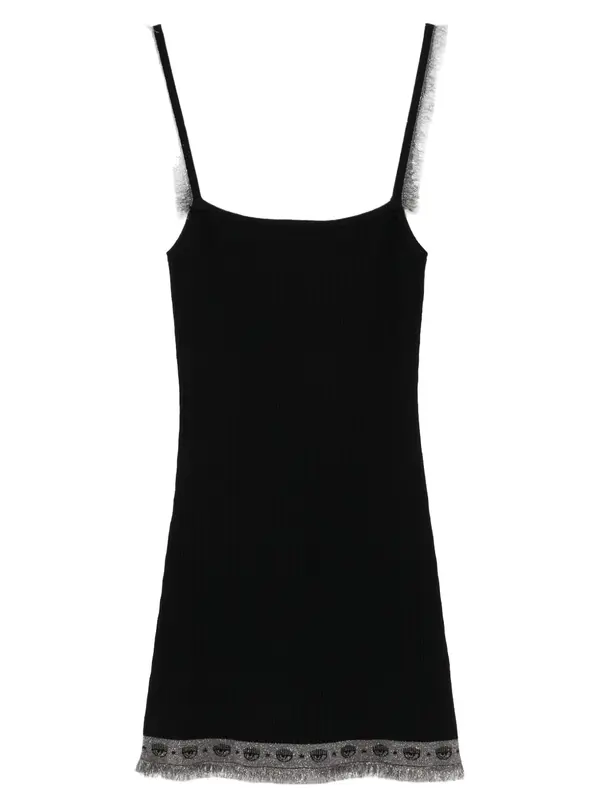 CHIARA FERRAGNI Ribbed-knit Lurex Mini Dress - Black