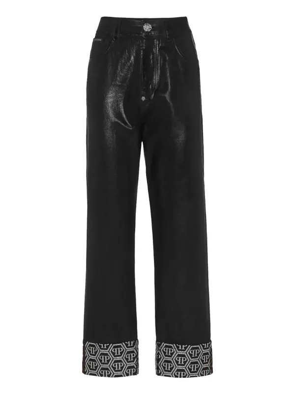 Philipp Plein Monogram-pattern Trousers - Black