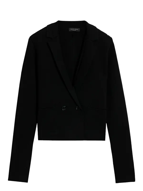 Rag & Bone Joy Double-breasted Merino Wool-blend Blazer - Black