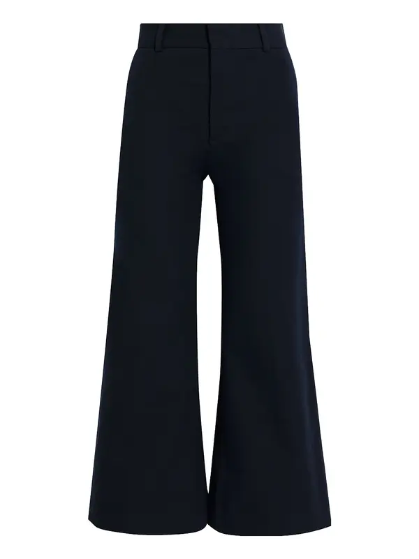 FRAME Le Crop Palazzo Wide-leg Cotton-blend Twill Pants - Navy
