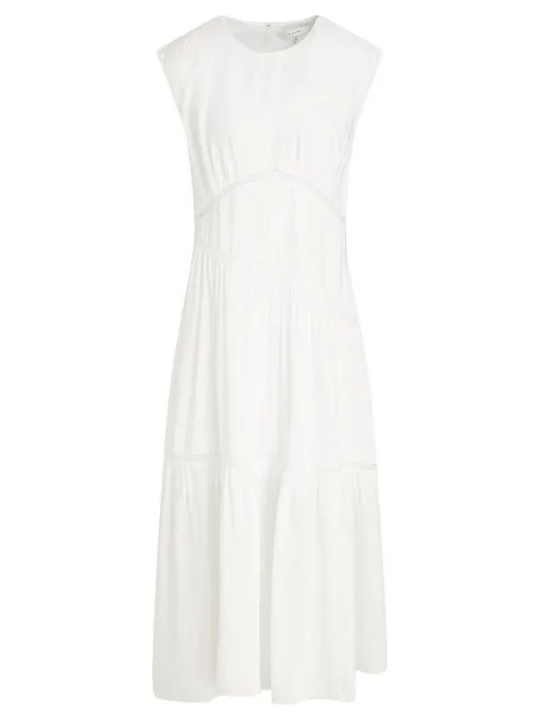 FRAME Lacetrimmed Linenblend Seersucker Midi Dress - White