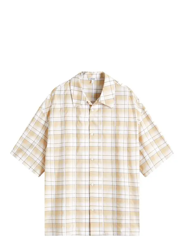 Loewe Check Short Sleeve Shirt - Beige/white/black