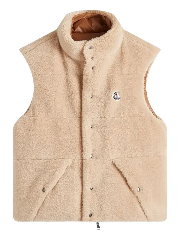 Moncler Colbricon Teddy Fleece Vest - Brown