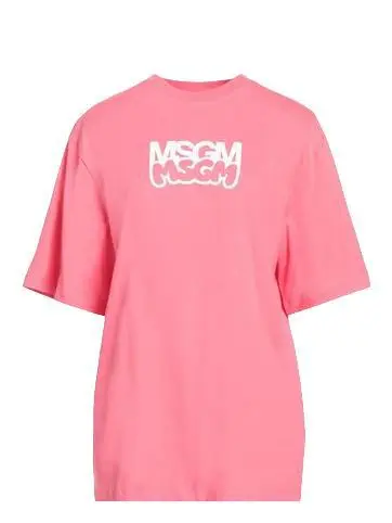 MSGM Cotton T-shirt With Print - Fuchsia
