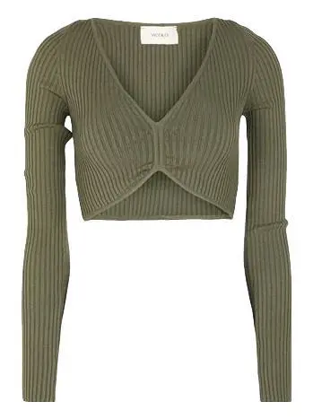 VICOLO Knitted V-neck Top - Green