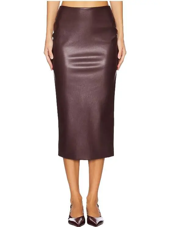 LBLC THE LABEL Eddie Leather Skirt - Burgundy