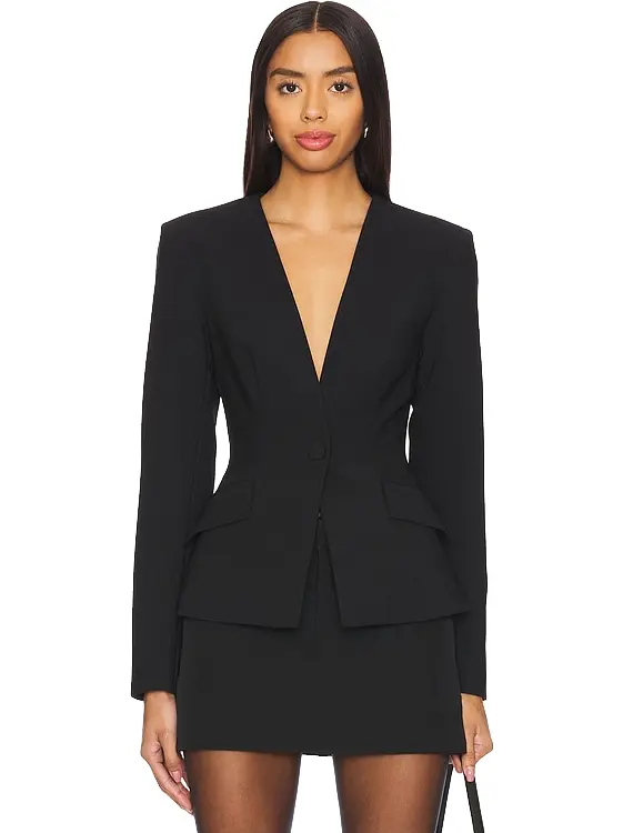 ALL THE WAYS Elizabeth Deep V Blazer - Black