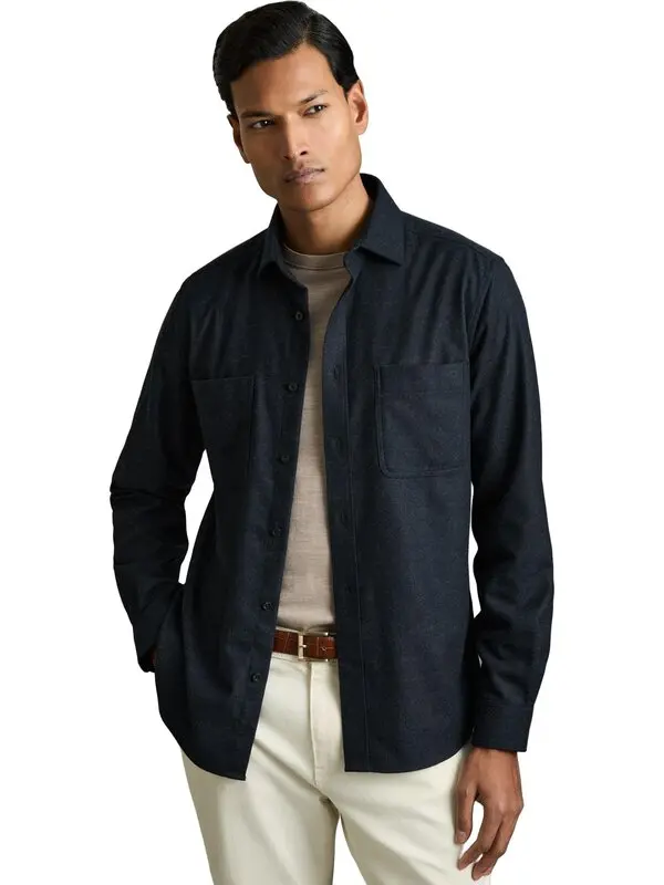 REISS Crawford Twin-pocket Button-through Overshirt - Navy