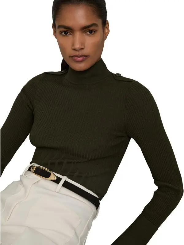 REISS Vienne Rib-knit Top - Green