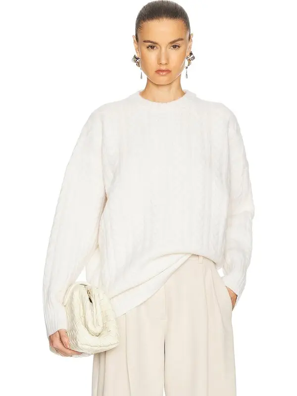 RÓHE Relaxed Fit Cable Sweater - Off White