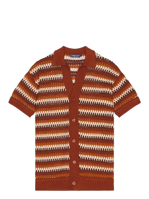 Frescobol Carioca Pinto Crochet Shirt In Brown - Silk Brown