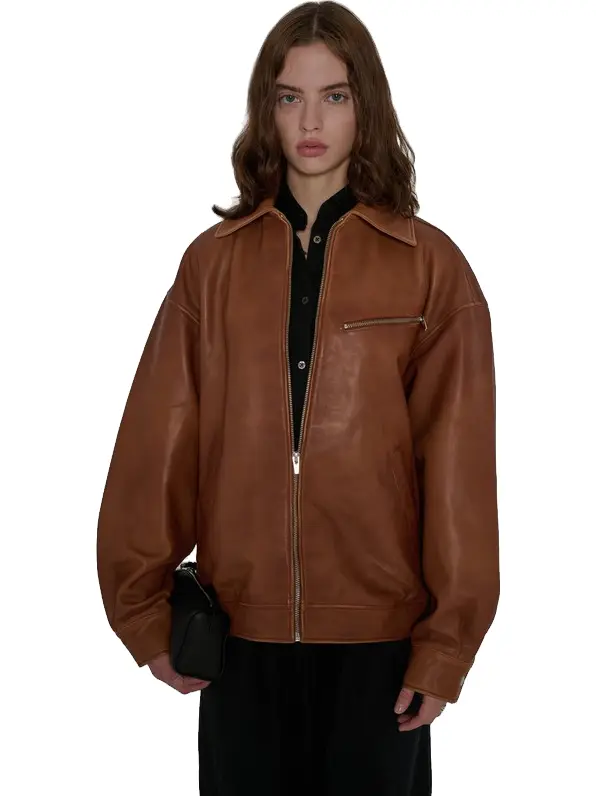 Veda Marco Oversized Leather Bomber - Neutral