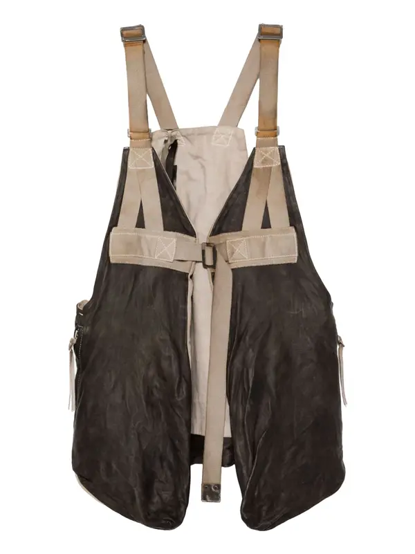 Boris Bidjan Saberi Panelled Buckled Gilet - Neutrals