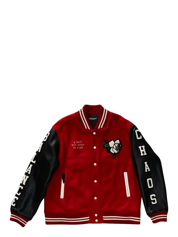UNDERCOVERISM Wolf Rose Varsity Jacket - Red