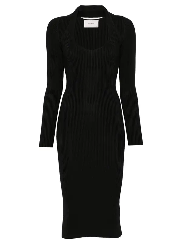 Coperni Ribbed Knit Midi Dress - Black