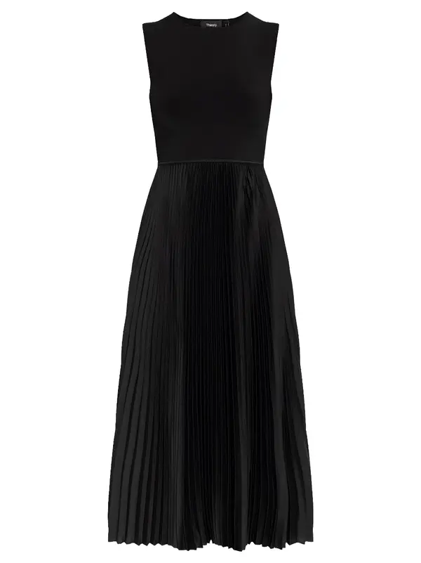 Theory Pleated Midi Dress - Black