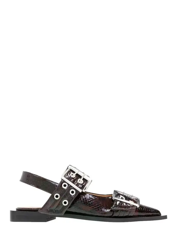GANNI Buckle Ballet Flats - Red