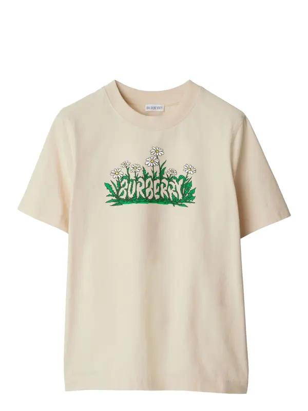 Burberry Daisy Logo Cotton T-shirt - Neutrals