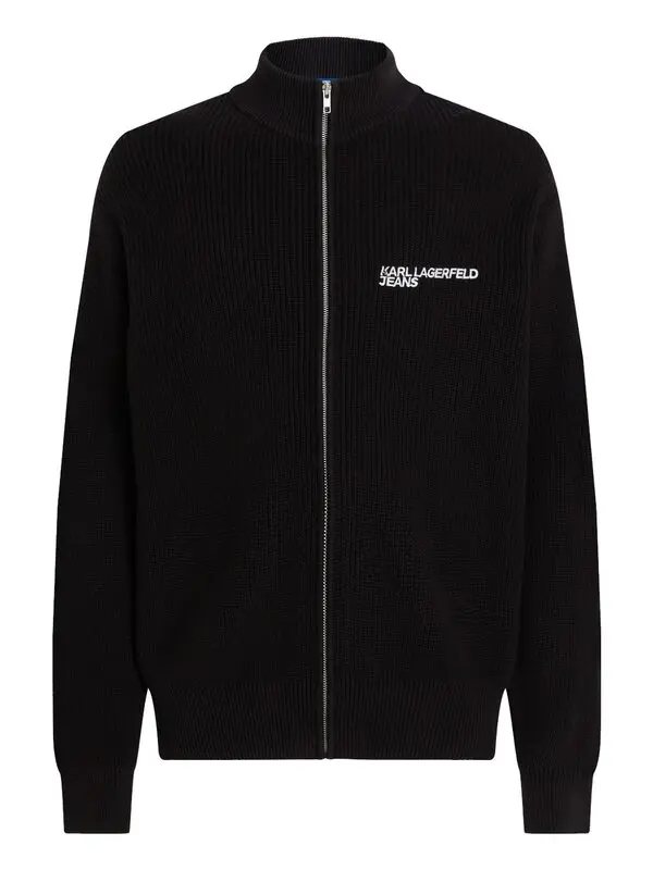 Karl Lagerfeld Logo-embroidered Cardigan - Black