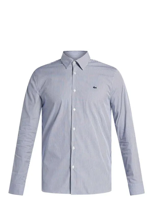 Lacoste Striped Poplin Shirt - Blue