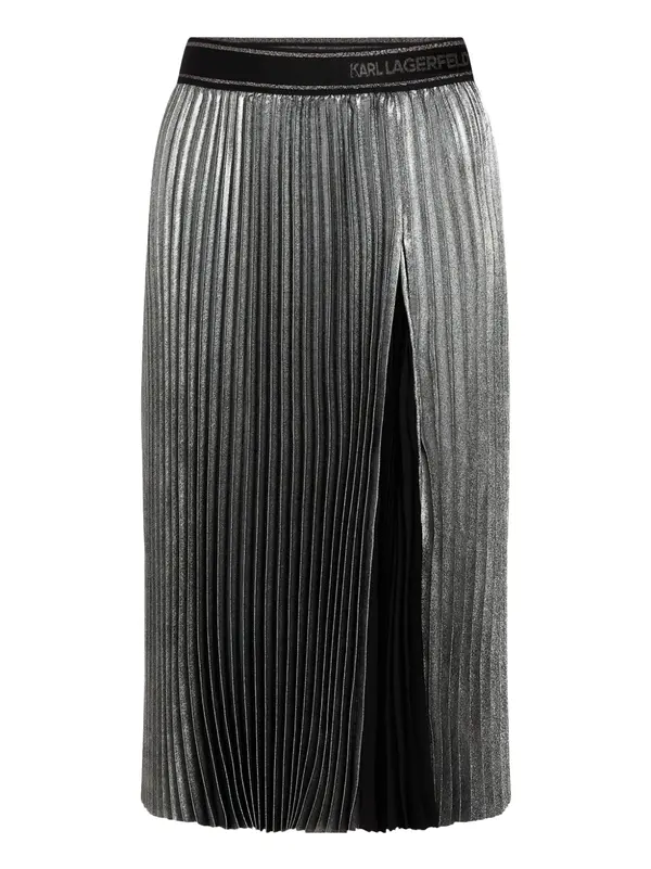 Karl Lagerfeld Metallic Pleated Skirt - Silver