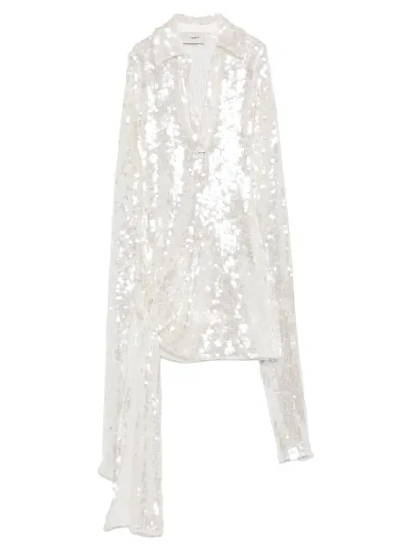 Coperni Knotted Sequin Mini Dress - White