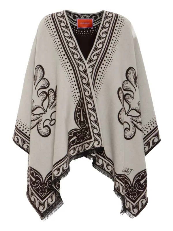 La DoubleJ Botanical Print Poncho - Neutrals