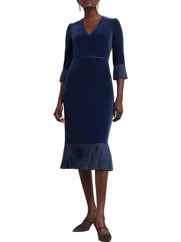 HOBBS LONDON Mary Velvet Midi Dress - Riverside