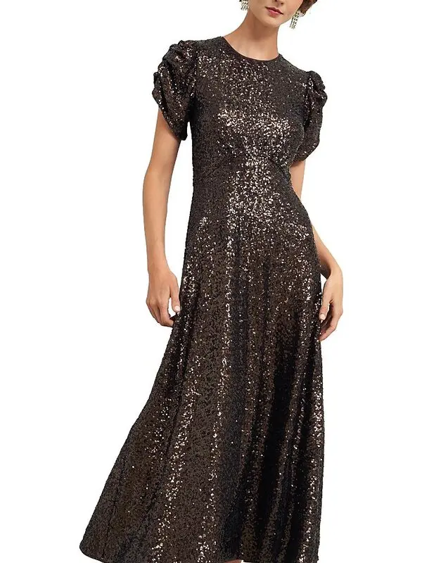 HOBBS LONDON Eltham Sequin Midi Dress - Deep Brown