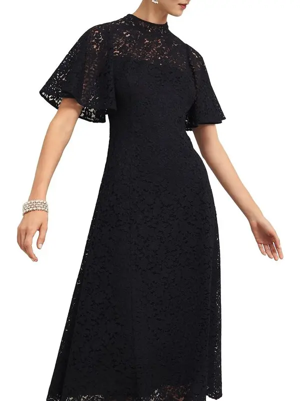 HOBBS LONDON Aylesbury Lace Midi Dress - Black