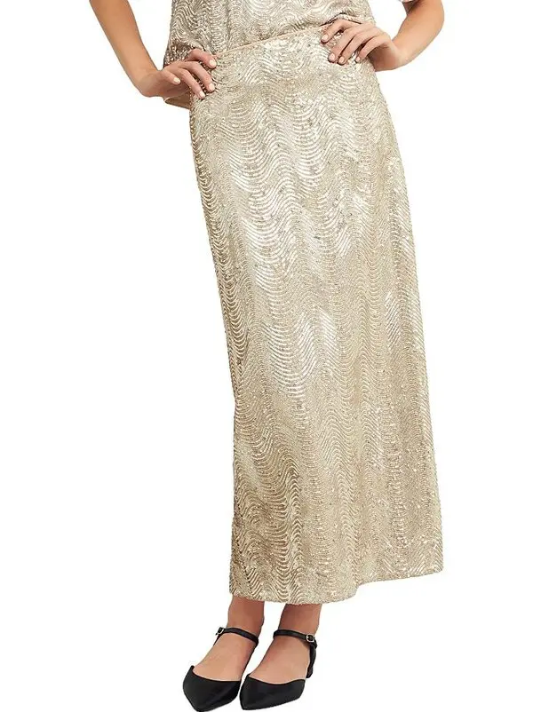 HOBBS LONDON Sequined Marlowe Maxi Skirt - Silver