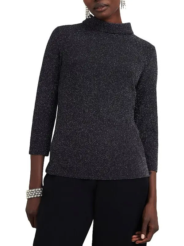 HOBBS LONDON Metallic Knit Top - Black Silver
